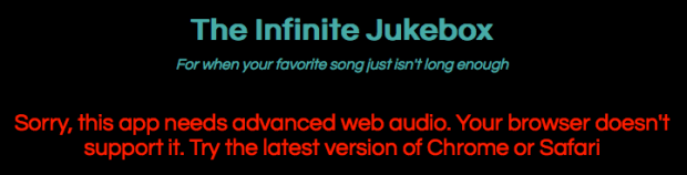 Why does the Infinite Jukebox only work in Chrome and Safari? | Music ...
